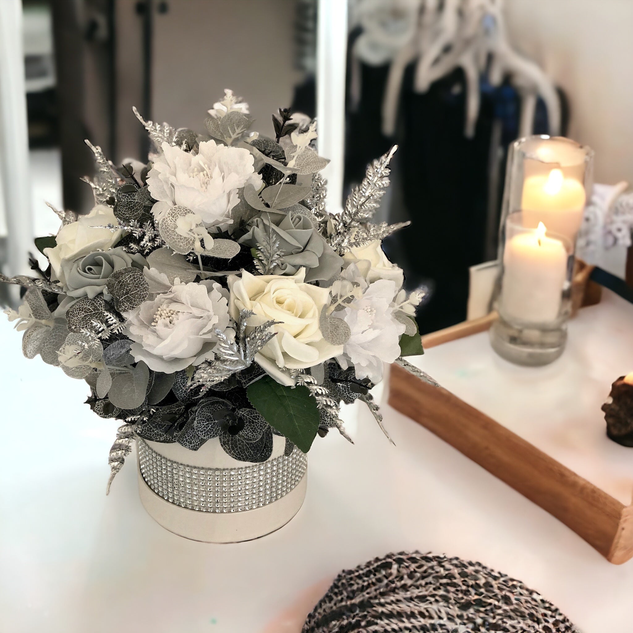 Luxury White Rose Box – Hutton Faux Flowers