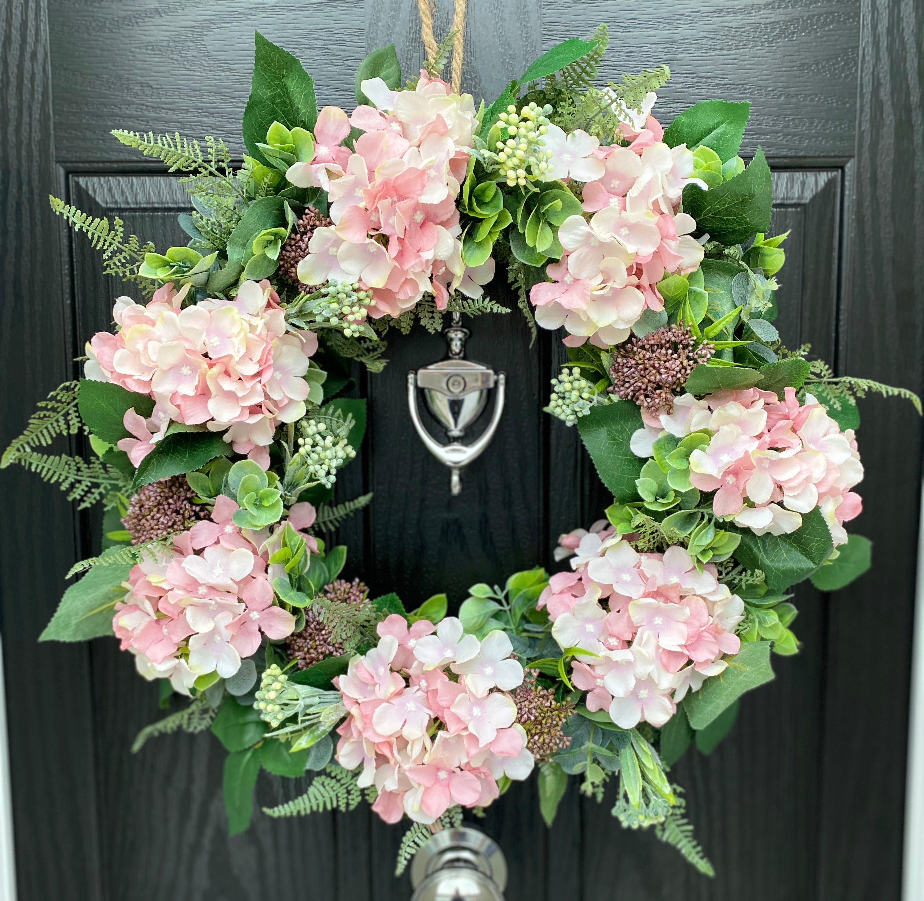 Large Pink Hydrangea Wreath – Hutton Faux Flowers